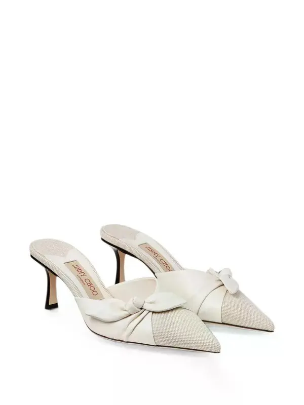 JIMMY CHOO Livi 65 Mules With Bow Detailing - Neutrals