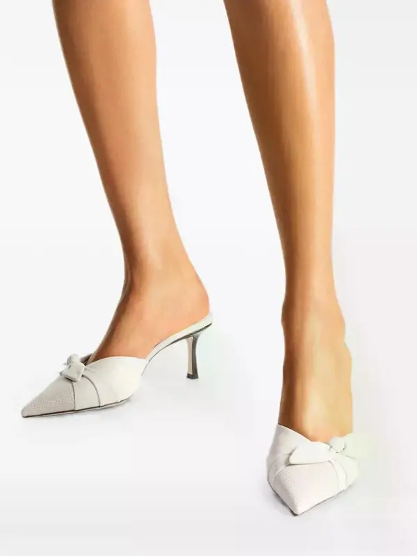 JIMMY CHOO Livi 65 Mules With Bow Detailing - Neutrals