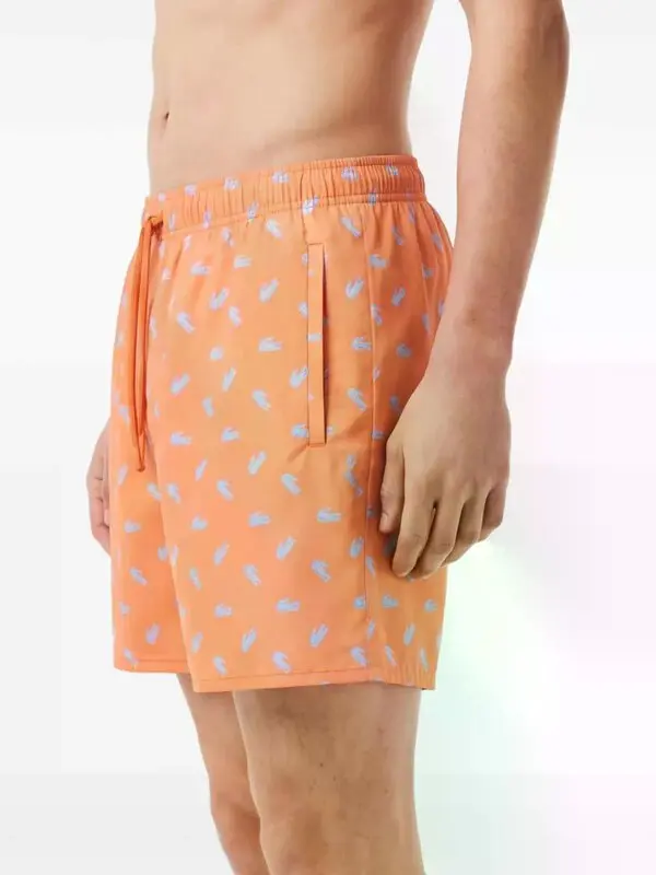 Lacoste Crocodile-print Swim Shorts - Orange