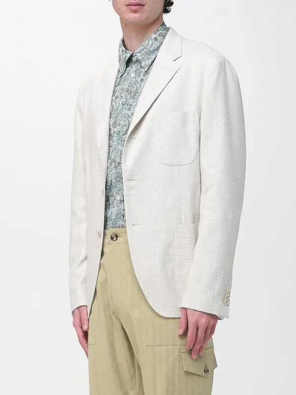 Etro Single-breasted Blazer In Cotton And Wool