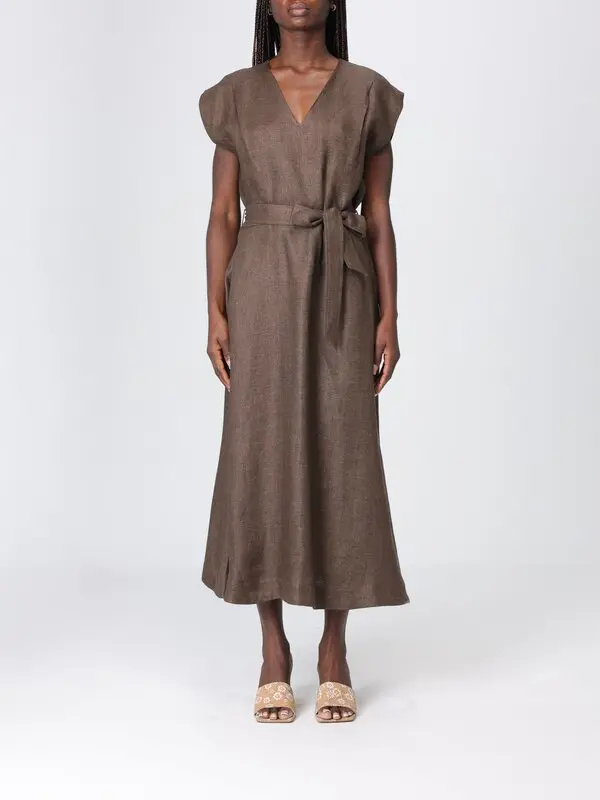 Incotex Belted Midi Dress - Beige