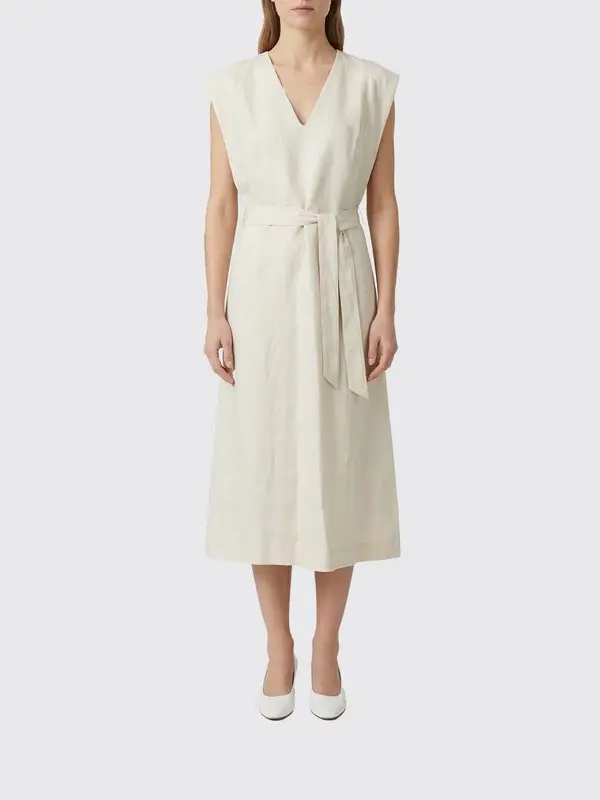 Incotex Midi Dress In Linen Blend