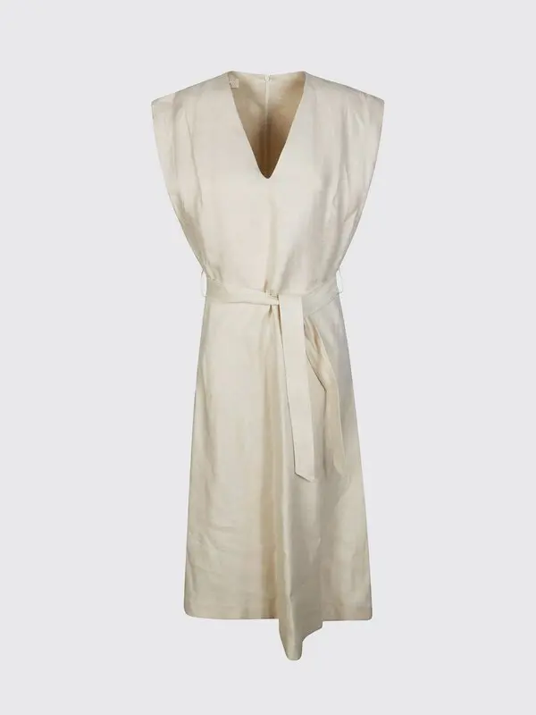 Incotex Midi Dress In Linen Blend