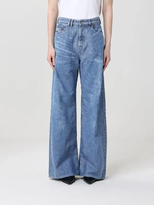 DIESEL® Wide Leg Acid Wash Jeans - Blue