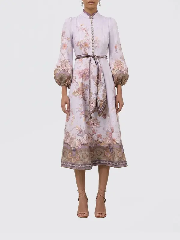 Zimmermann Linen Floral Print Midi Dress