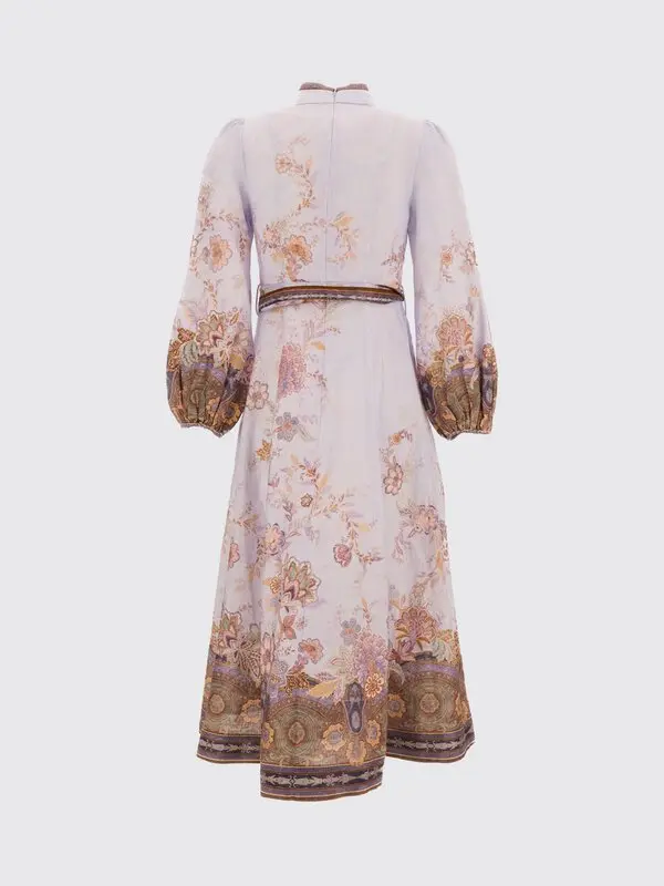 Zimmermann Linen Floral Print Midi Dress