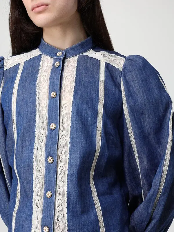 Zimmermann Striped Lace Detail Shirt