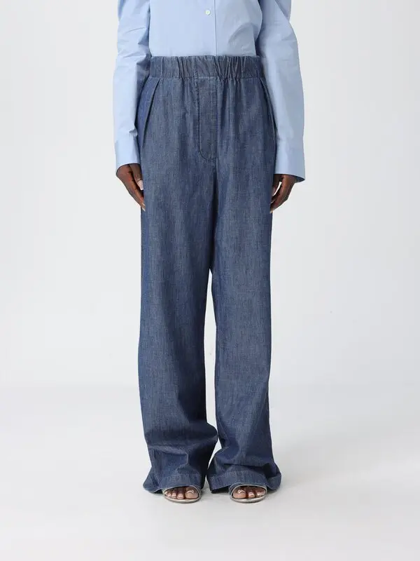 JIL SANDER Cotton Palazzo Trousers - Blue