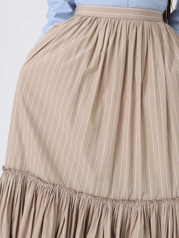 JIL SANDER Striped Cotton Midi Skirt - Beige