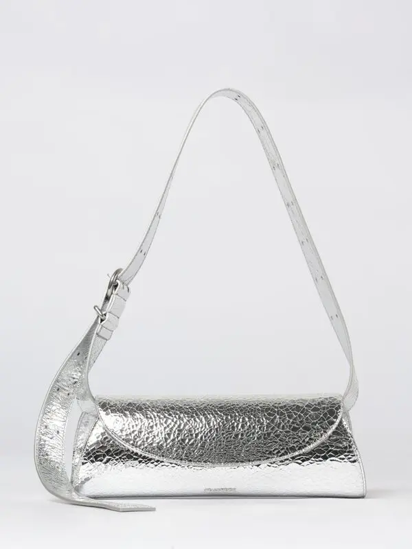 JIL SANDER Crackled Laminated Leather Cannolo Bag - Black