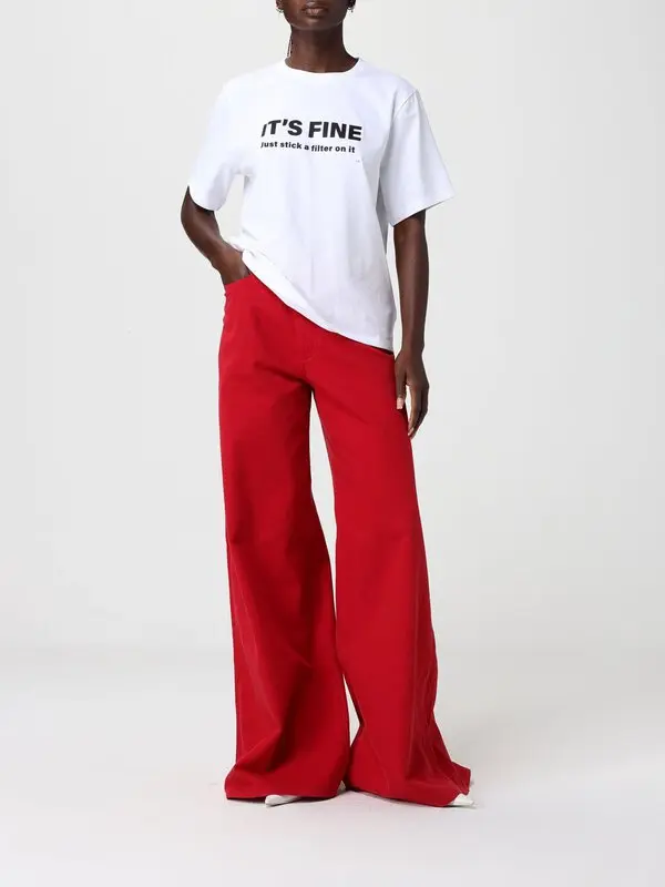 Victoria Beckham Cotton T-shirt With Slogan Print - White