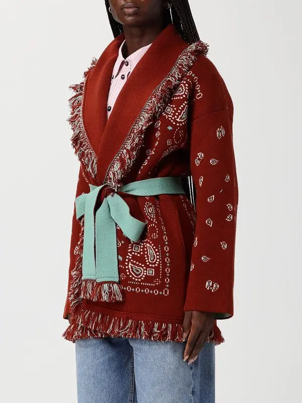 Alanui Shawl Collar Belted Paisley Knit Cardigan - Brown