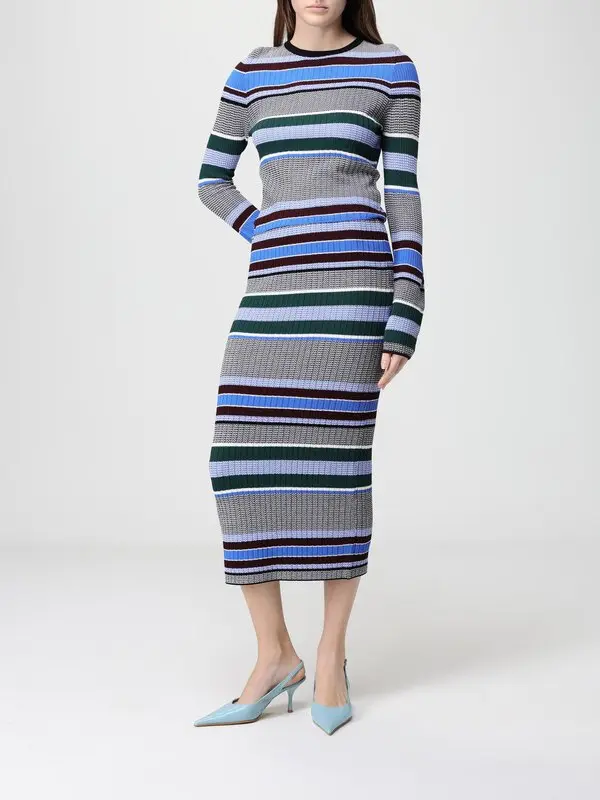 Pinko Striped Knit Midi Skirt