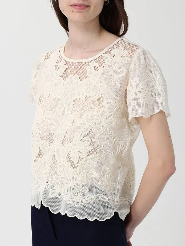 TWINSET Embroidered Lace Top - White