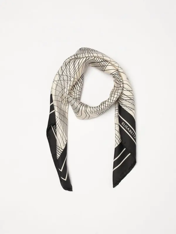 Elisabetta Franchi Printed Silk Scarf - Black