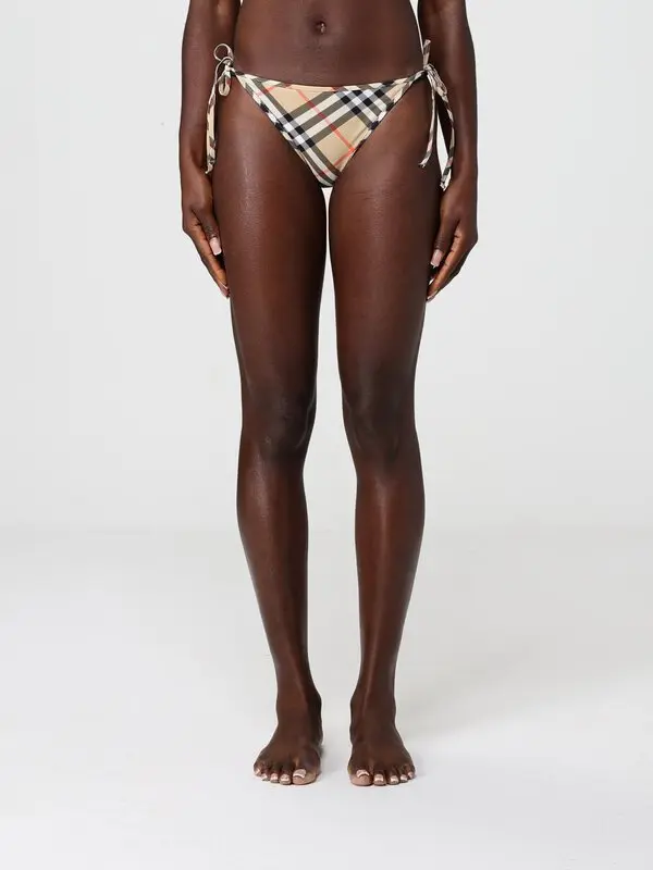 Burberry Checked String Bikini Bottom - Brown