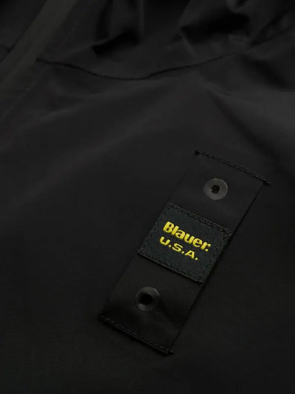 BLAUER. Nylon Windbreaker Jacket With Hood - Black