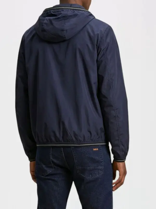 BLAUER. Nylon Windbreaker Jacket With Hood - Navy