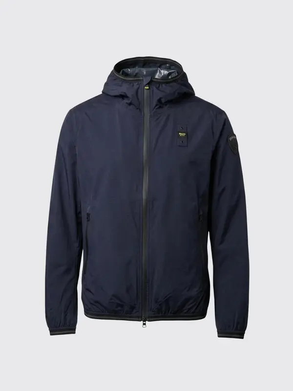 BLAUER. Nylon Windbreaker Jacket With Hood - Navy