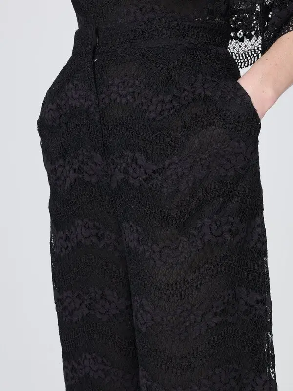 TWINSET Lace Wide-leg Trousers - Black