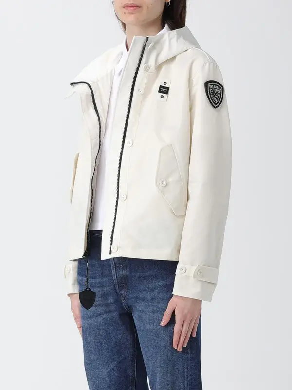 BLAUER. Hooded Jacket With Logo - White