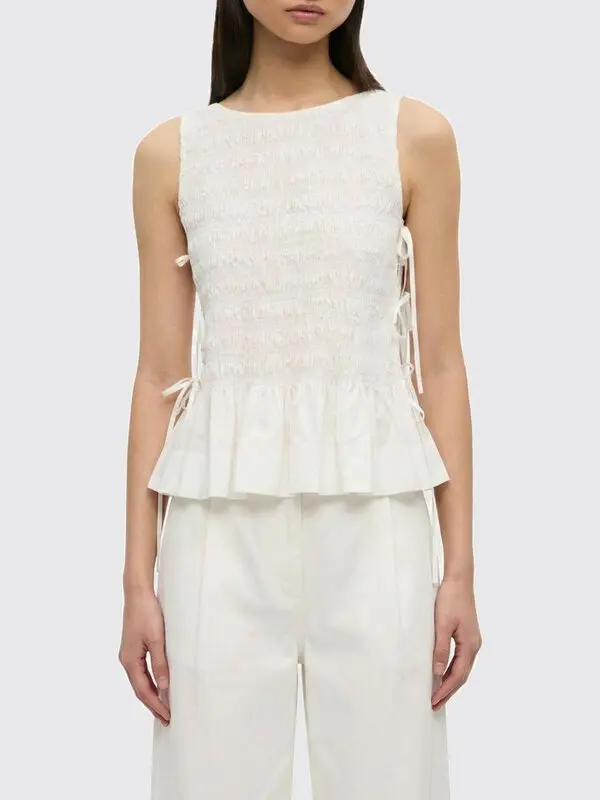 GANNI Textured Peplum Top