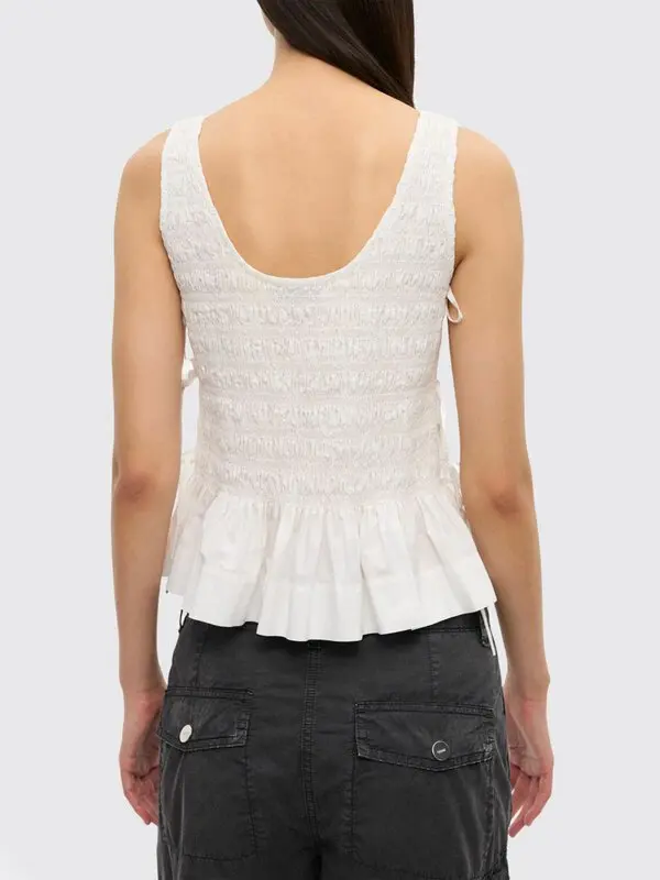 GANNI Textured Peplum Top