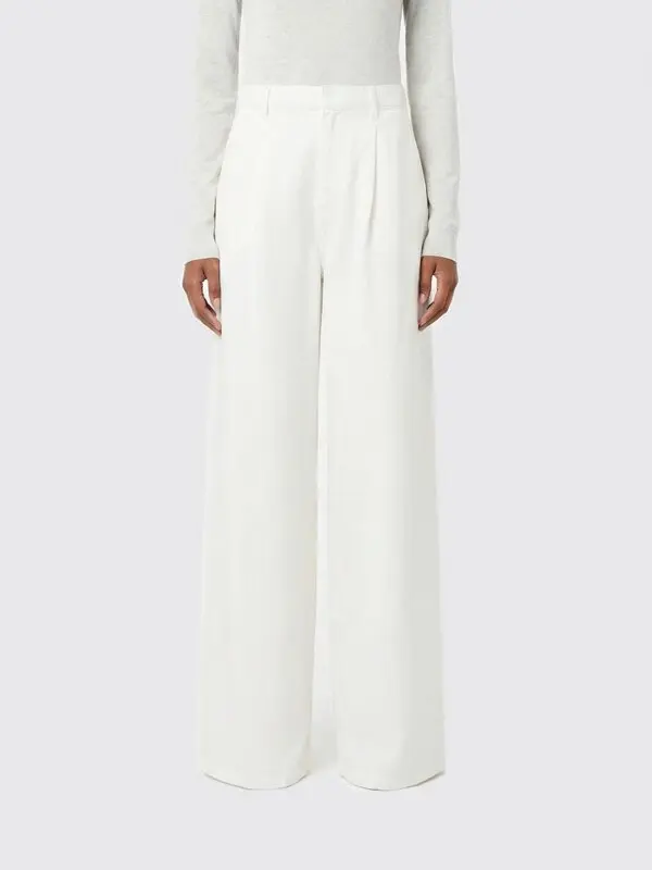 Max Mara Palazzo Trousers In Cotton And Linen - White