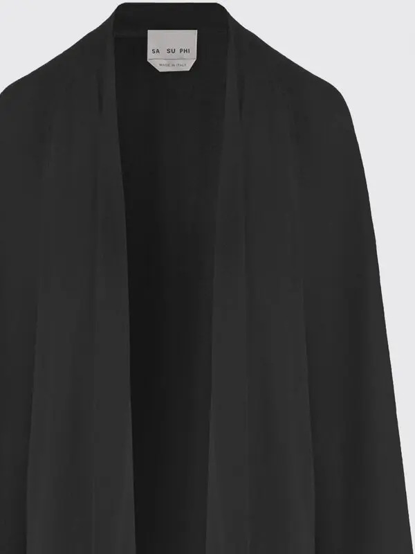 SA SU PHI Long Cashmere Silk Cardigan - Black