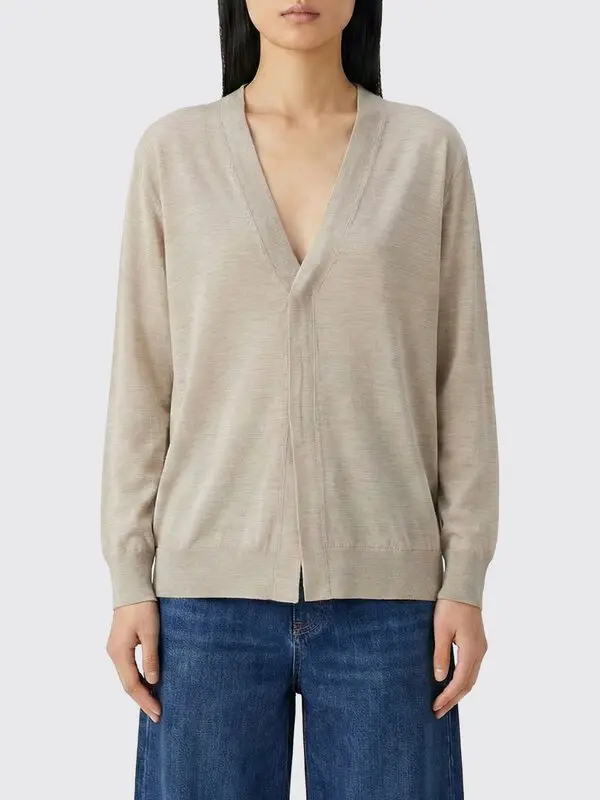 SA SU PHI V-neck Fine Knit Sweater - Beige