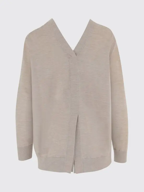 SA SU PHI V-neck Fine Knit Sweater - Beige