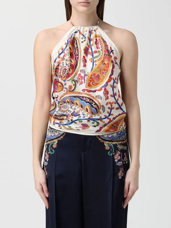 Etro Halter Neck Paisley Print Top - White