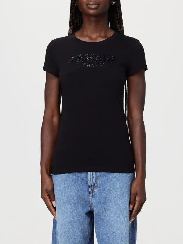 Armani Exchange T-shirt With Embellished Logo - Black