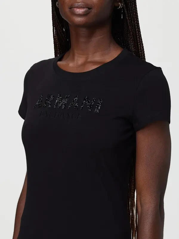 Armani Exchange T-shirt With Embellished Logo - Black
