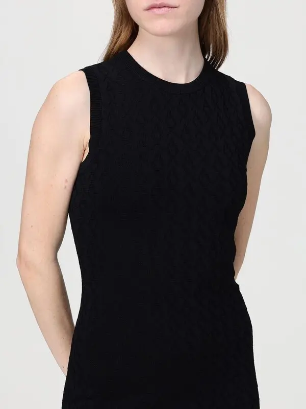 Armani Exchange Sleeveless Textured Knit Dress - Black