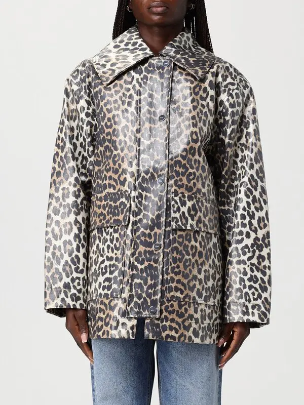 GANNI Leopard Print Jacket - Milk