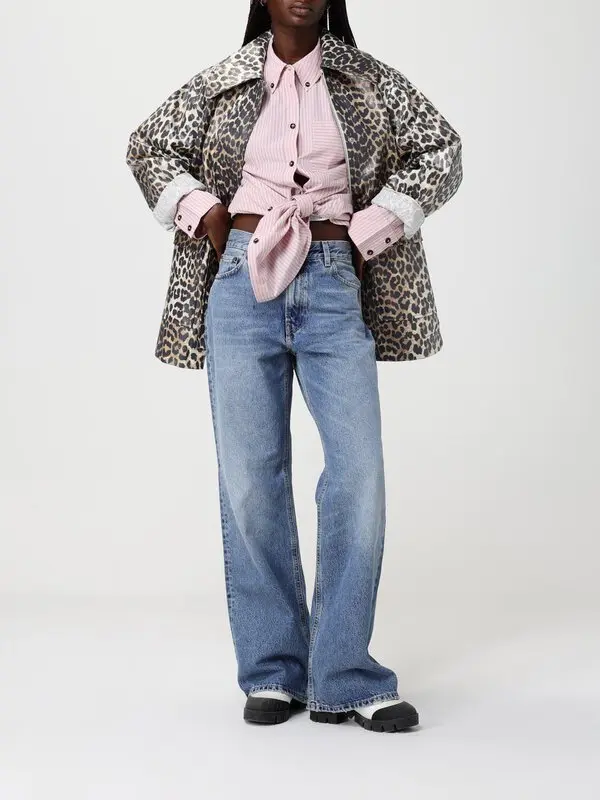 GANNI Animal Print Waxed Cotton Canvas Jacket
