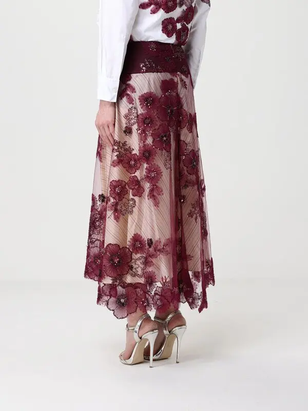 Antonio Marras Embroidered Midi Skirt - Burgundy