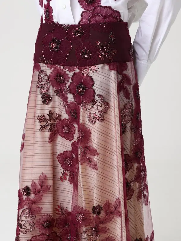Antonio Marras Embroidered Midi Skirt - Burgundy