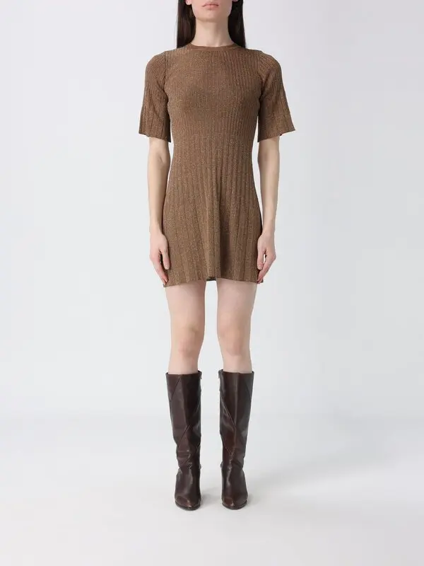 TWINSET Ribbed Lurex Knit Mini Dress