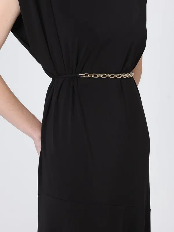 Pinko Midi Dress With Chain Belt And Tie Detail