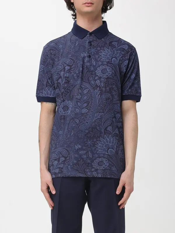 Etro Paisley Cotton Polo Shirt - Blue