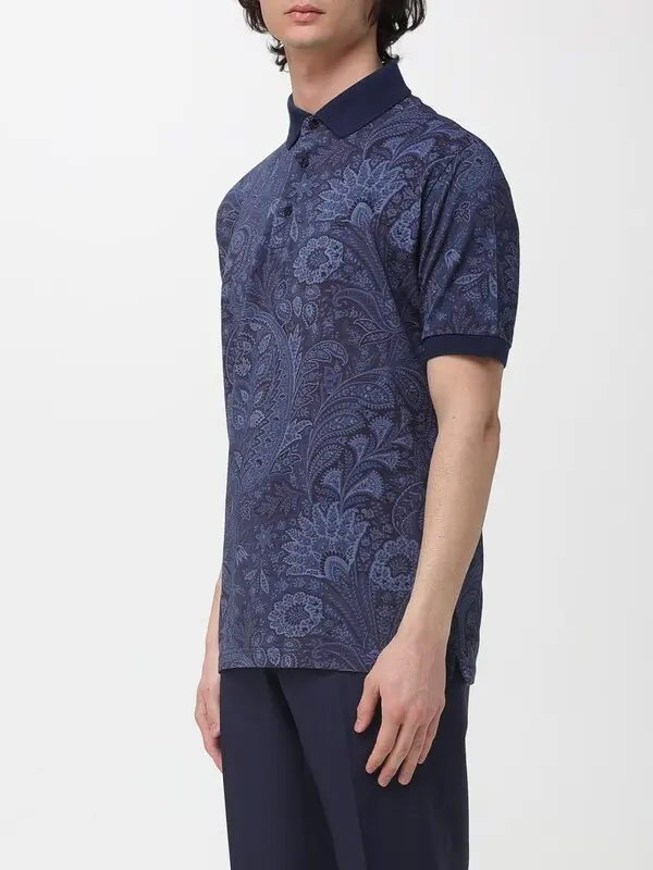 Etro Paisley Cotton Polo Shirt - Blue