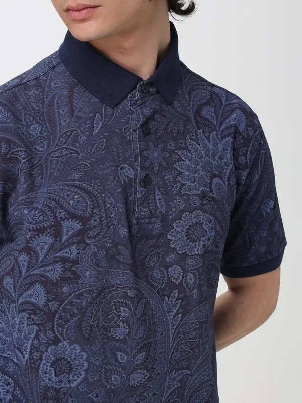 Etro Paisley Cotton Polo Shirt - Blue