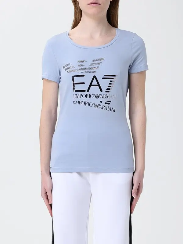 EA7 Rhinestone Logo Cotton T-shirt - Blue