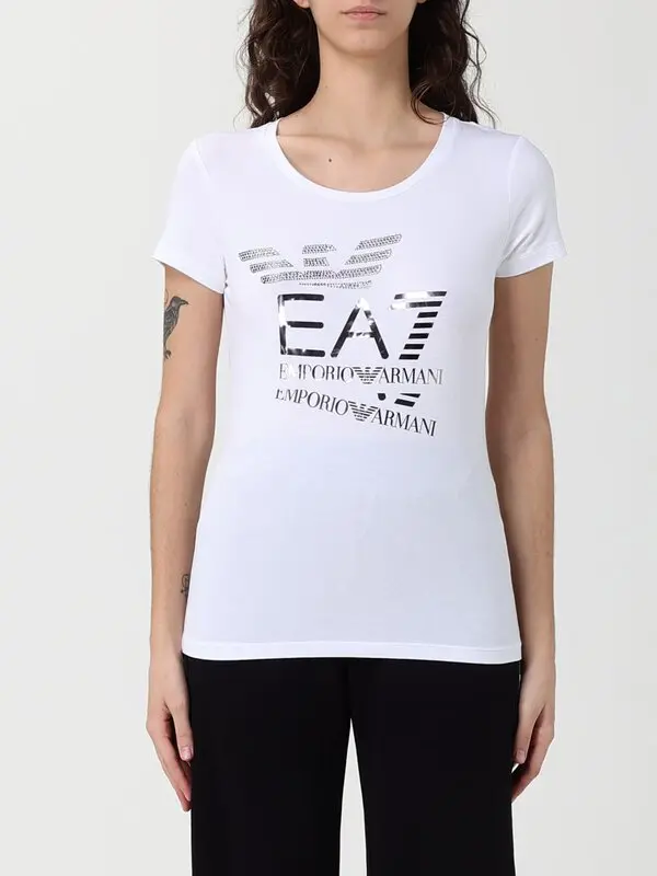 EA7 Crewneck T-shirt With Logo Detail - White