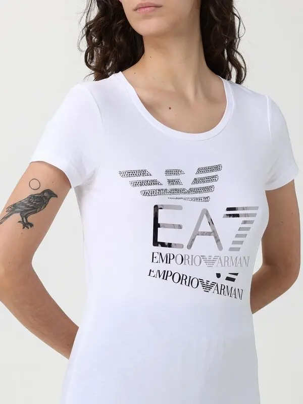 EA7 Crewneck T-shirt With Logo Detail - White