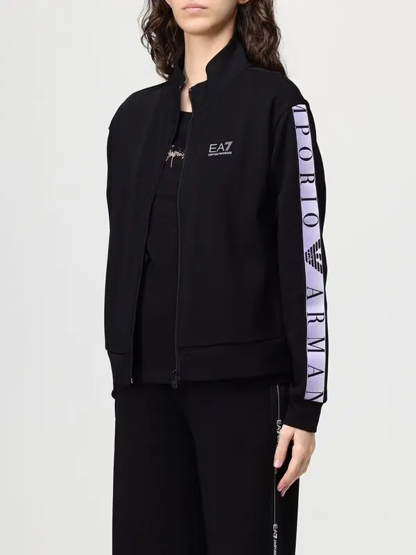 EA7 Zip Up Sweatshirt With Logo Detailing - Black