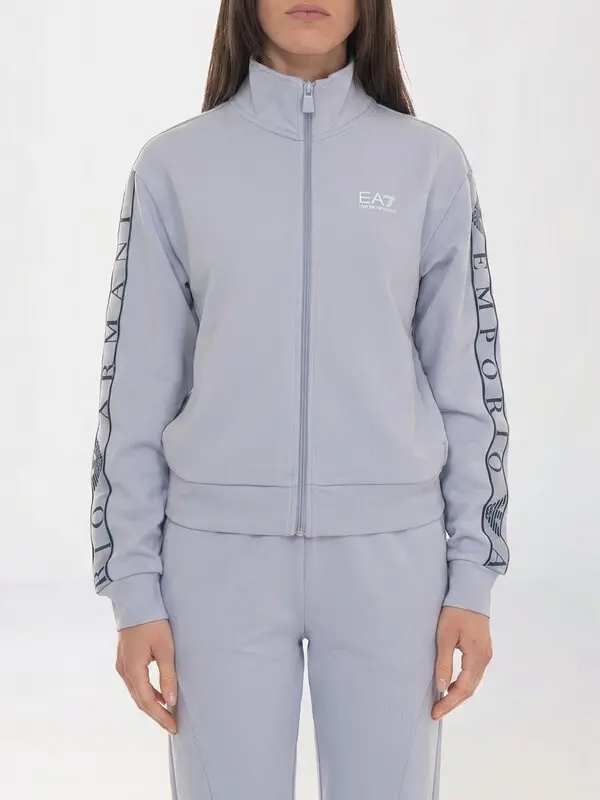 EA7 Zip-up Track Jacket With Monogrammed Sleeves - Sky Blue