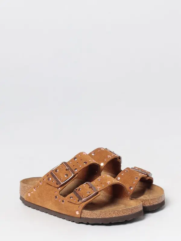 BIRKENSTOCK Embellished Suede Heeled Sandals - Brown
